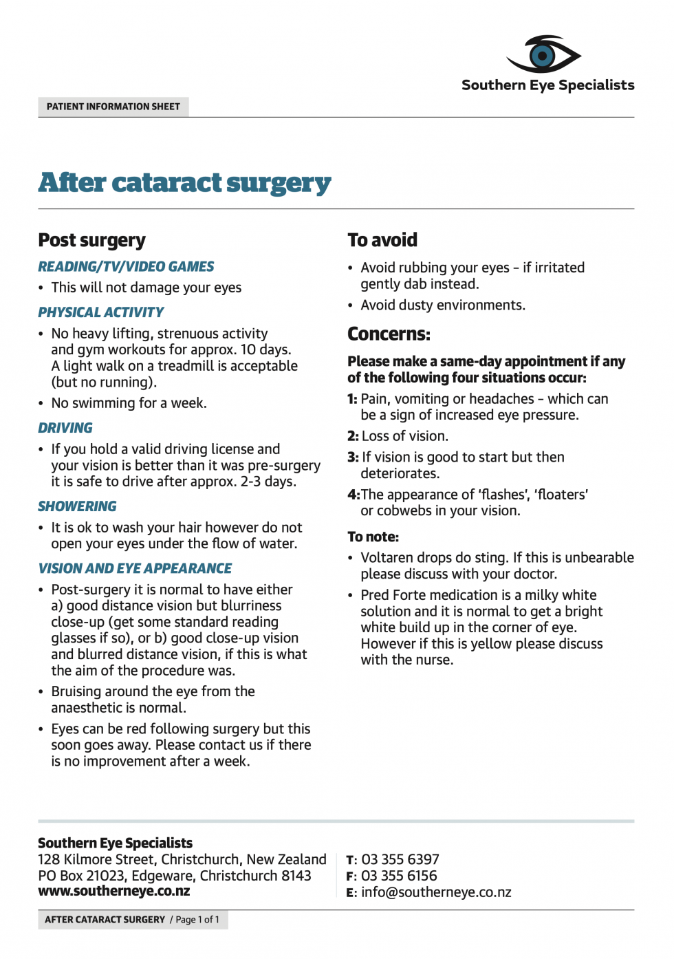 Fact Sheets - Southern Eye Specialists
