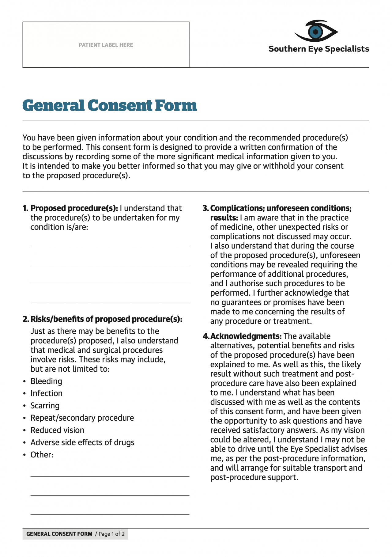 Fact Sheets - Southern Eye Specialists
